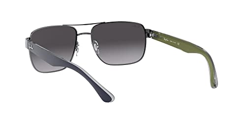 Ray-Ban Men's RB3530 Square Sunglasses, Gunmetal/Light Grey Gradient Dark Grey, 58 mm