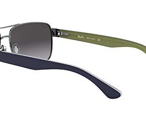 Ray-Ban Men's RB3530 Square Sunglasses, Gunmetal/Light Grey Gradient Dark Grey, 58 mm