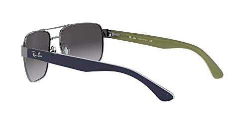 Ray-Ban Men's RB3530 Square Sunglasses, Gunmetal/Light Grey Gradient Dark Grey, 58 mm