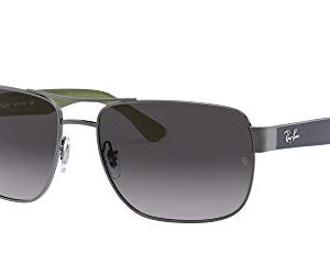 Ray-Ban Men's RB3530 Square Sunglasses, Gunmetal/Light Grey Gradient Dark Grey, 58 mm