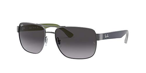 Ray-Ban Men's RB3530 Square Sunglasses, Gunmetal/Light Grey Gradient Dark Grey, 58 mm