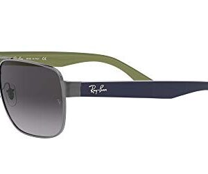 Ray-Ban Men's RB3530 Square Sunglasses, Gunmetal/Light Grey Gradient Dark Grey, 58 mm