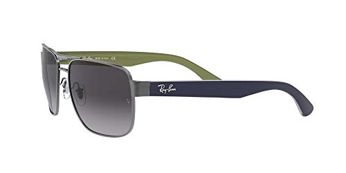 Ray-Ban Men's RB3530 Square Sunglasses, Gunmetal/Light Grey Gradient Dark Grey, 58 mm