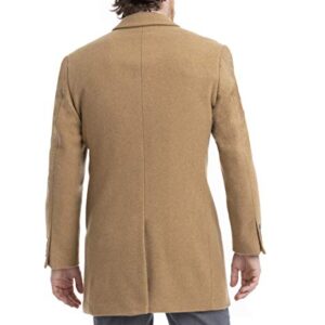 Calvin Klein Men's Slim Fit Wool Blend Overcoat Jacket, Camel, 50L