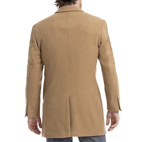 Calvin Klein Men's Slim Fit Wool Blend Overcoat Jacket, Camel, 50L