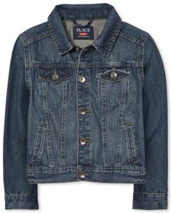 the children's place boys' denim jacket, streamwash, xl (14)