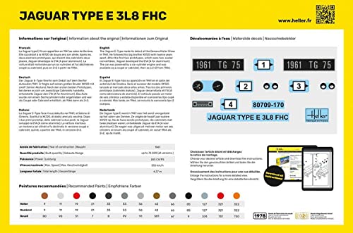 Heller 80709 Jaguar Type E 3L8 FHC Plastic Model Kit, 1:24 Scale