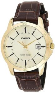 casio men's mtp-v004gl-9a date quartz watch with genuine leather