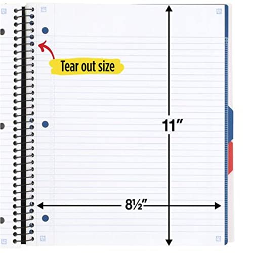 Five Star Advance Spiral Notebook Plus Study App, 3 Subject, College Ruled Paper, 11" x 8-1/2", 150 Sheets, With Spiral Guard and Movable Dividers, White, 1 Count (73142)