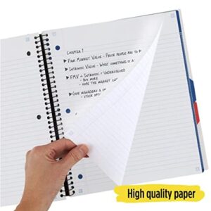 Five Star Advance Spiral Notebook Plus Study App, 3 Subject, College Ruled Paper, 11" x 8-1/2", 150 Sheets, With Spiral Guard and Movable Dividers, White, 1 Count (73142)