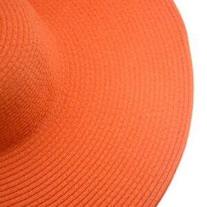 Wowlife Wide Brim Roll-up Big Beautiful Solid Color Floppy Hat (Orange)