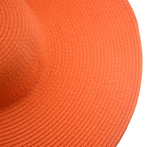 Wowlife Wide Brim Roll-up Big Beautiful Solid Color Floppy Hat (Orange)