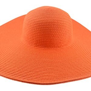 Wowlife Wide Brim Roll-up Big Beautiful Solid Color Floppy Hat (Orange)