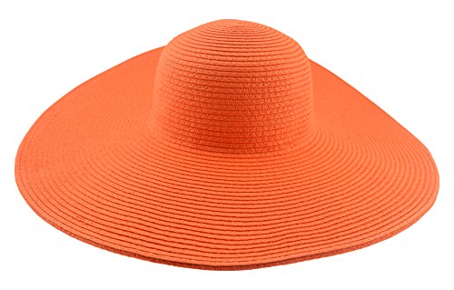 Wowlife Wide Brim Roll-up Big Beautiful Solid Color Floppy Hat (Orange)