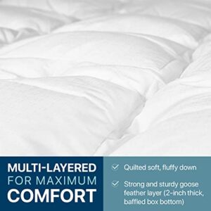 Allied Home Feather Bed Mattress Topper - 300 TC Cotton Shell White Down Hotel Mattress Topper, Quilted Soft Down Mattress Topper, Multi-Layered Soft Mattress Topper - Twin XL, 80” x 39”