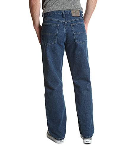 Wrangler Authentics Men's Classic 5-Pocket Relaxed Fit Cotton Jean, Dark Stonewash, 38W x 32L