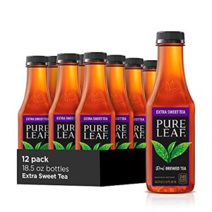 pure leaf iced real brewed black tea, extra sweet, 18.5 fl oz (pack of 12)