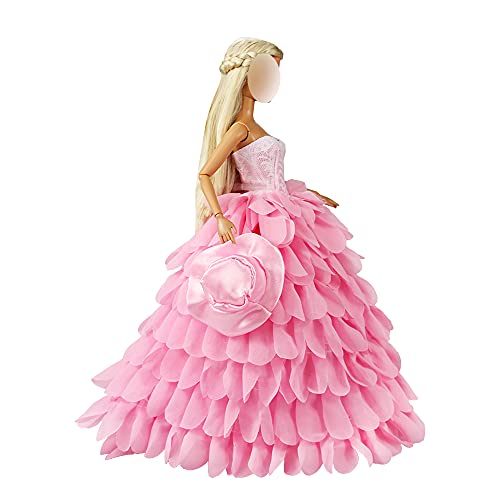 BARWA Princess Evening Party Clothes Wears Dress Outfit Set for 11.5 inch Doll with Hat (Pink Wedding Dress)