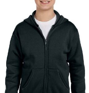 Hanes Boys' EcoSmart Full Zip Hooded Jacket, Black, X-Large