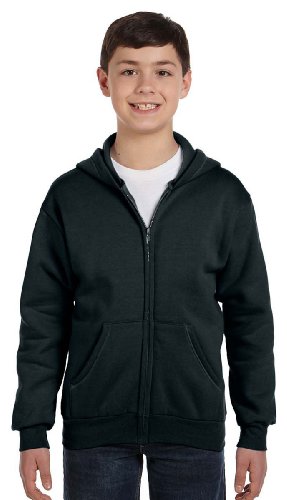 Hanes Boys' EcoSmart Full Zip Hooded Jacket, Black, X-Large