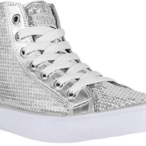 GOTTA FLURT Women's Disco II Sequin Glitter Fashion High Top Dance Sneakers Silver