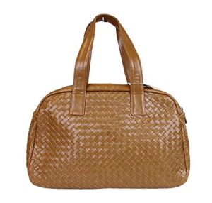 bottega veneta women's brown leather woven dome boston bag