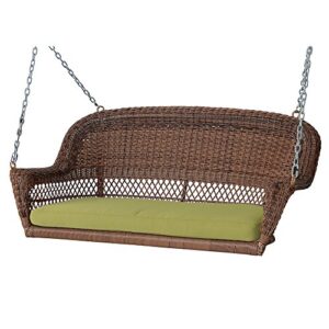 jeco w00205s-c-fs029 wicker porch swing, honey