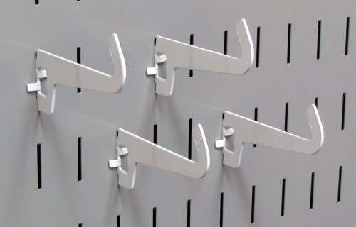 Wall Control Pegboard 3-1/2in Reach Curved Tip Slotted Hook Pack - Slotted Metal Pegboard Hooks for Wall Control Pegboard and Slotted Tool Board – White