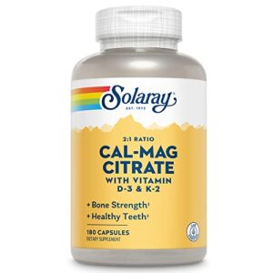 solaray cal-mag citrate 2:1 with d-3 & k-2 capsules 180 count