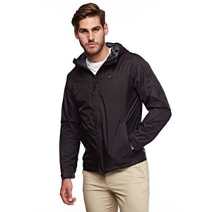 Tommy Hilfiger Men's Waterproof Breathable Hooded Jacket, Black, X-Large