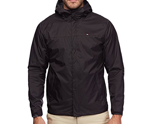 Tommy Hilfiger Men's Waterproof Breathable Hooded Jacket, Black, X-Large