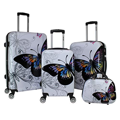 World Traveler Butterfly Luggage, 4-Piece Set