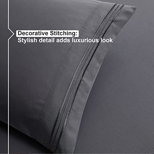 Nestl Split King Sheets for Adjustable Beds - 5 Piece Split King Sheets Set, Deep Pocket, Hotel Luxury, Extra Soft, Breathable and Cooling, Grey Split King Bed Sheets