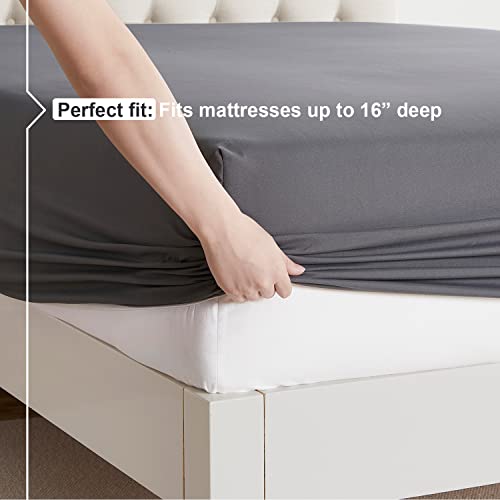 Nestl Split King Sheets for Adjustable Beds - 5 Piece Split King Sheets Set, Deep Pocket, Hotel Luxury, Extra Soft, Breathable and Cooling, Grey Split King Bed Sheets