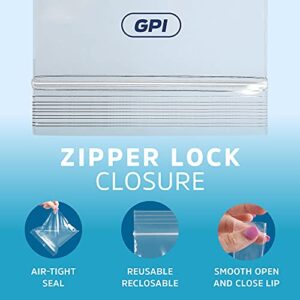 GPI - 1000 Count, 2" X 3" Clear Plastic Resealable Zip Bags, Bulk 2 Mil, Strong & Durable Poly Baggies with Resealable Zip Top Lock for Travel, Storage, Packaging & Shipping