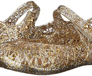 Mini Melissa baby girls Zig Zag Vi Mary Jane Flat, Mix Gold Glitter, 9 Toddler US