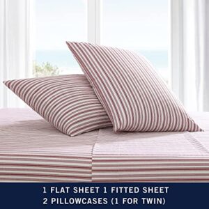 Nautica - Percale Collection - Bed Sheet Set - 100% Cotton, Crisp & Cool, Lightweight & Moisture-Wicking Bedding, 4 pieces, King, Coleridge Red