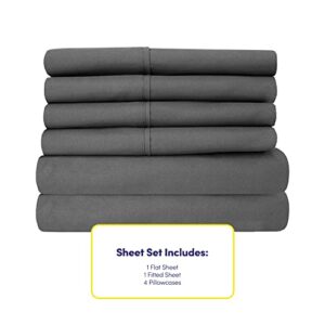 Cal King Size Bed Sheets - 6 Piece 1500 Supreme Collection Fine Brushed Microfiber Deep Pocket California King Sheet Set Bedding - 2 Extra Pillow Cases, Great Value, California King, Gray