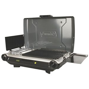 coleman camp propane grill/stove+ , black and silver