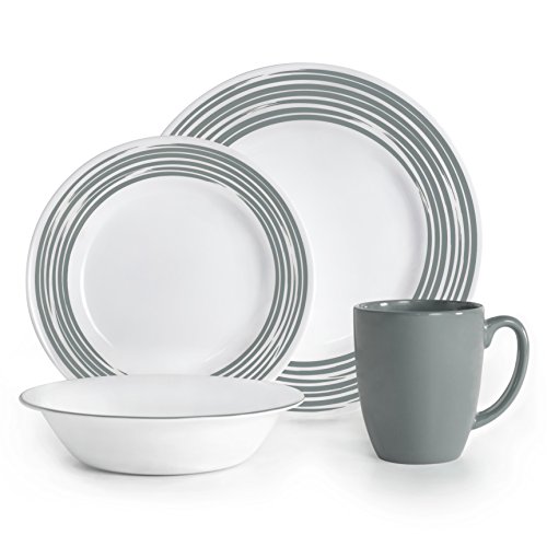 Corelle Boutique Brushed 16-Pc Dinnerware Set, Silver