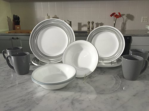 Corelle Boutique Brushed 16-Pc Dinnerware Set, Silver