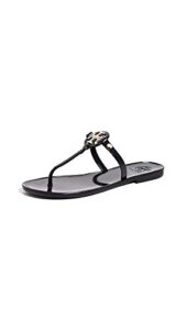 tory burch women's mini miller thong flip flops, perfect black, 7 medium us