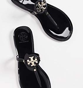 Tory Burch Women's Mini Miller Thong Flip Flops, Perfect Black, 7 Medium US