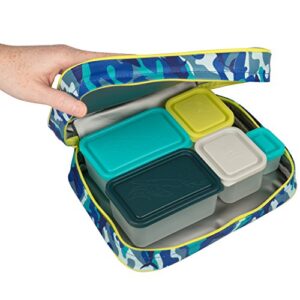 Bentology Lunch Box for Boys - Kids Insulated, Durable Lunchbox Tote Bag Fits Bento Boxes, Nesting Containers w/Lids & Bottles, Back to School Lunch Sleeve Keeps Food Hotter or Colder Longer, Camo