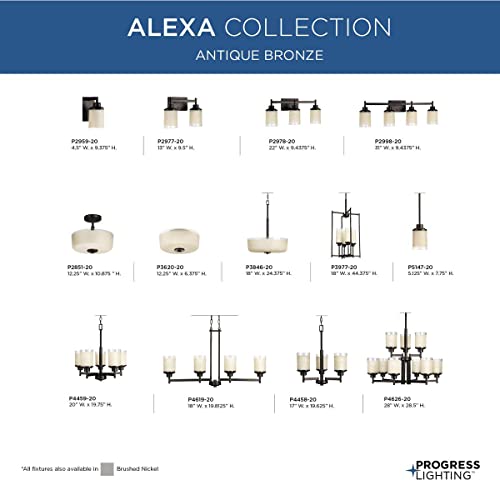 Alexa Collection 5-Light Etched Umber Linen with Clear Edge Glass Modern Chandelier Light Antique Bronze