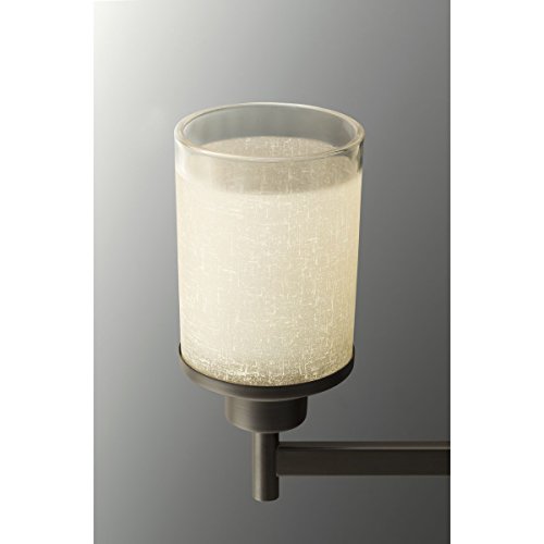 Alexa Collection 5-Light Etched Umber Linen with Clear Edge Glass Modern Chandelier Light Antique Bronze