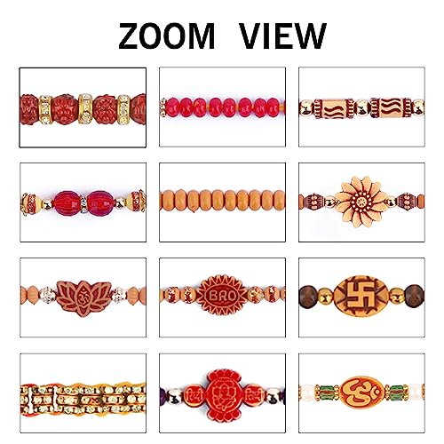 Craftsman 12 Pc Rakhi for Brother Bhaiya Bhabhi Traditional Handmade Assorted Designer Rakhi Set Roli Chawal, Greeting Card & Soun Stickers Rakhi Thread Rakhdi Bracelets Rakshabandhan (DESIGN 1)