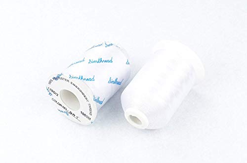 Simthread 6 Polyester White Machine Embroidery Threads 1000M(1100Yards) for Brother, Babylock, Janome, Pfaff, Singer, Bernina and Other Home Machines (White)