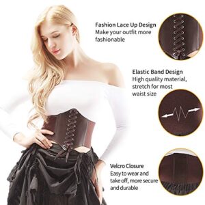 Alivila.Y Fashion Womens Faux Leather Underbust Corset Belt Bustier A13-Coffee