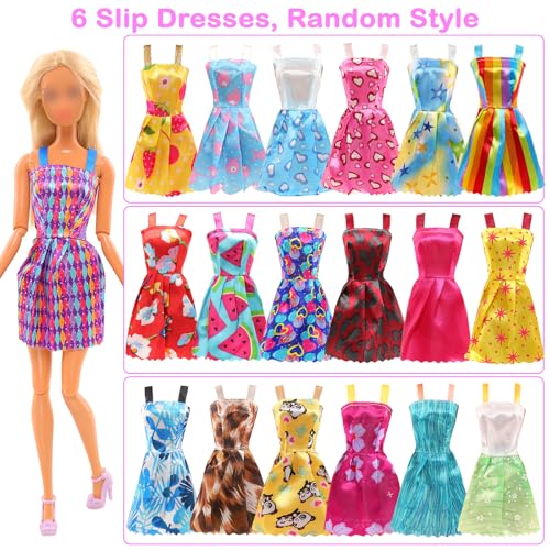 BARWA 41 Pack Doll Clothes and Accessories 5 PCS Fashion Dresses 5 Tops 5 Pants Outfits 10 PCS Mini Dresses 10shoes 6 Necklace 5 Glasses for 11.5 inch Doll